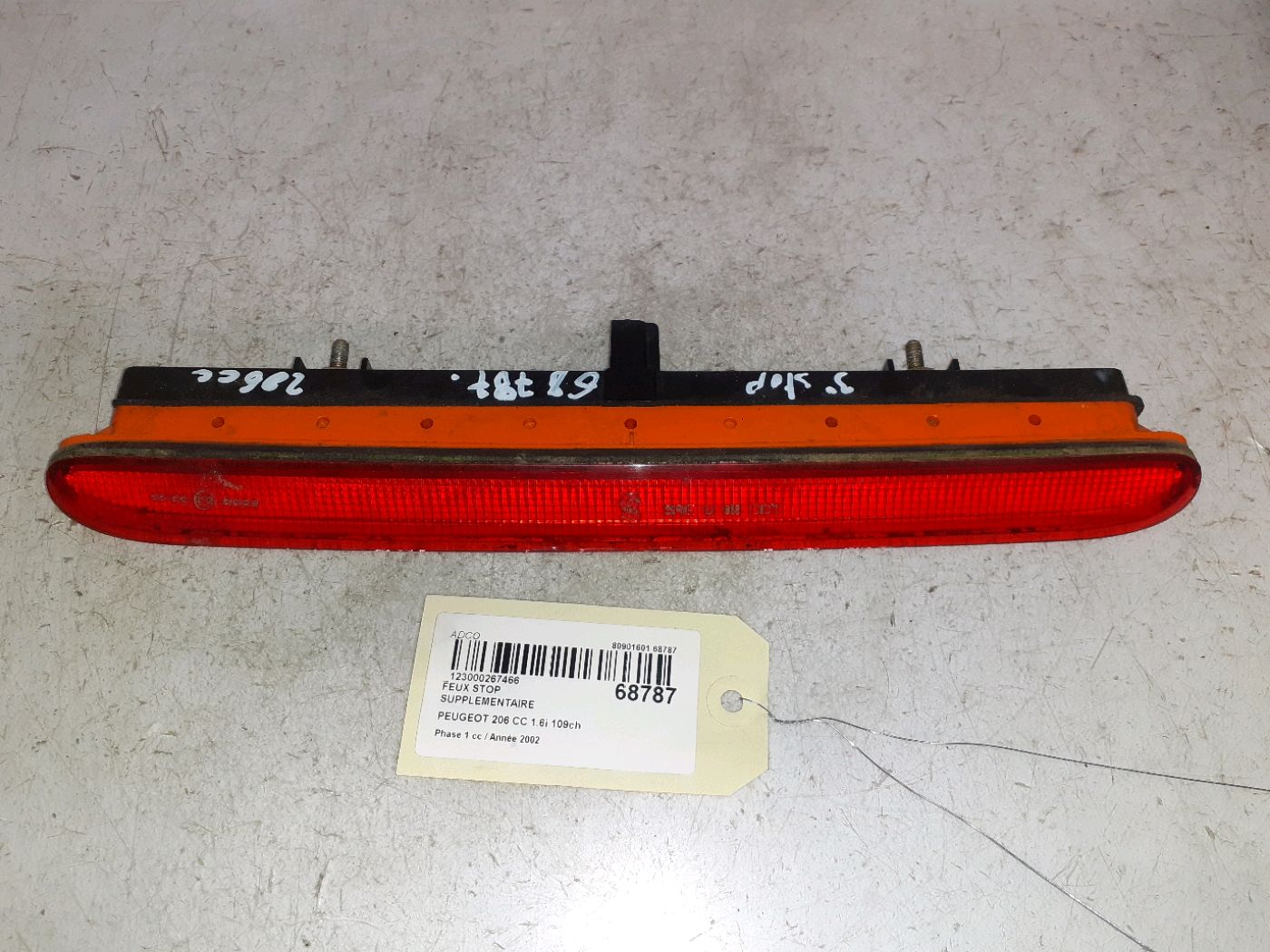 Third brake light PEUGEOT 206 CC (2D) 1.6 16V (2DNFUF, 2DNFUR) 9658932 ...