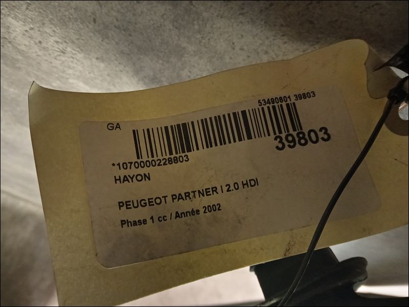 Tailgate PEUGEOT PARTNER MPV (5_, G_) 2.0 HDI 9607438 | B-Parts