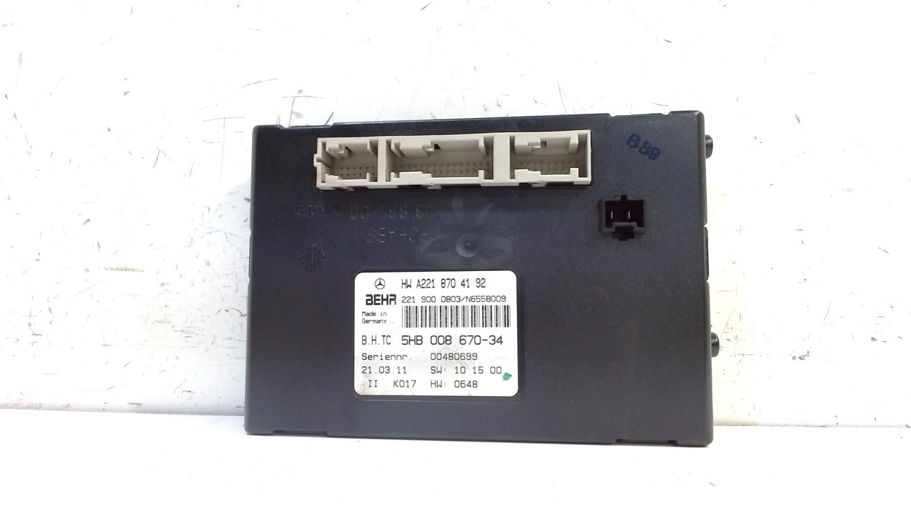 Control unit MERCEDES-BENZ S-CLASS (W221) S 350 BlueTec (221.026, 221. ...