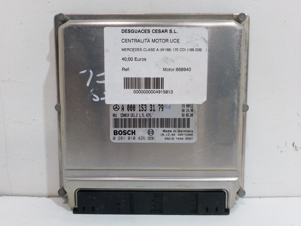 Engine control unit (ECU) MERCEDES-BENZ A-CLASS (W168) A 170 CDI (168. ...