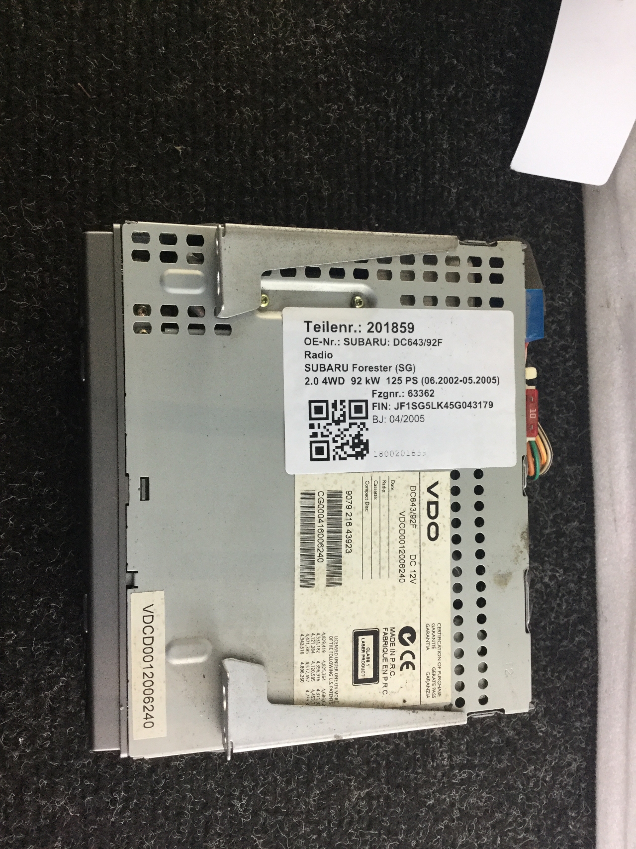 Radio SUBARU FORESTER (SG_) 2.0 AWD (SG5) 6931581 | B-Parts